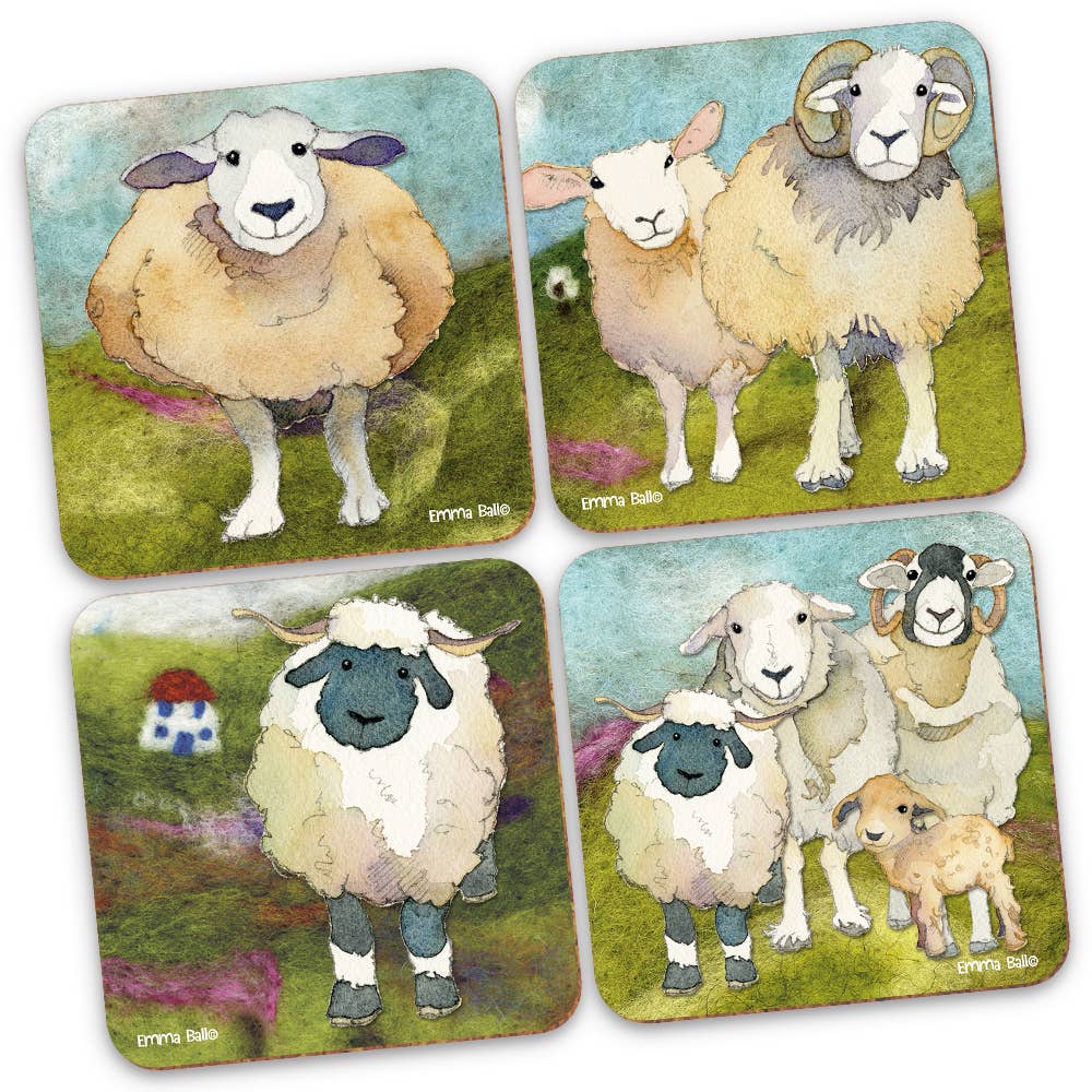 Felted Sheep Assorted Packed Coasters (4Pack) – Sweet Pea Fiber